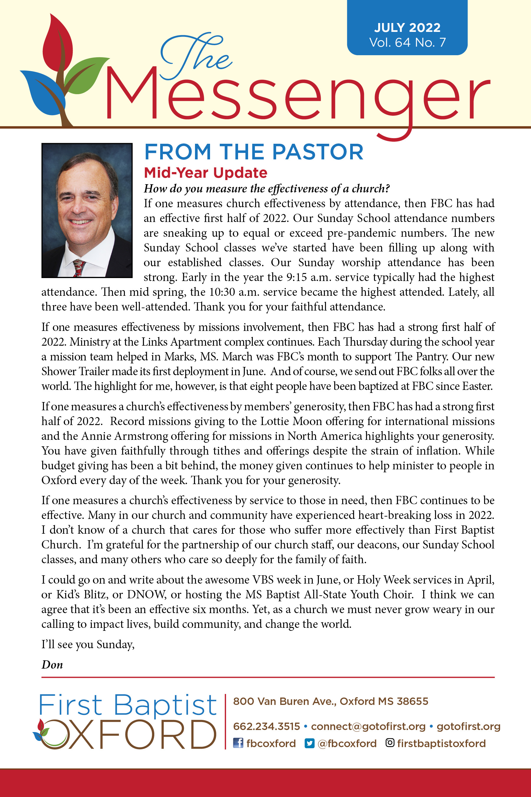 The Messenger Newsletter | First Baptist Church Oxford
